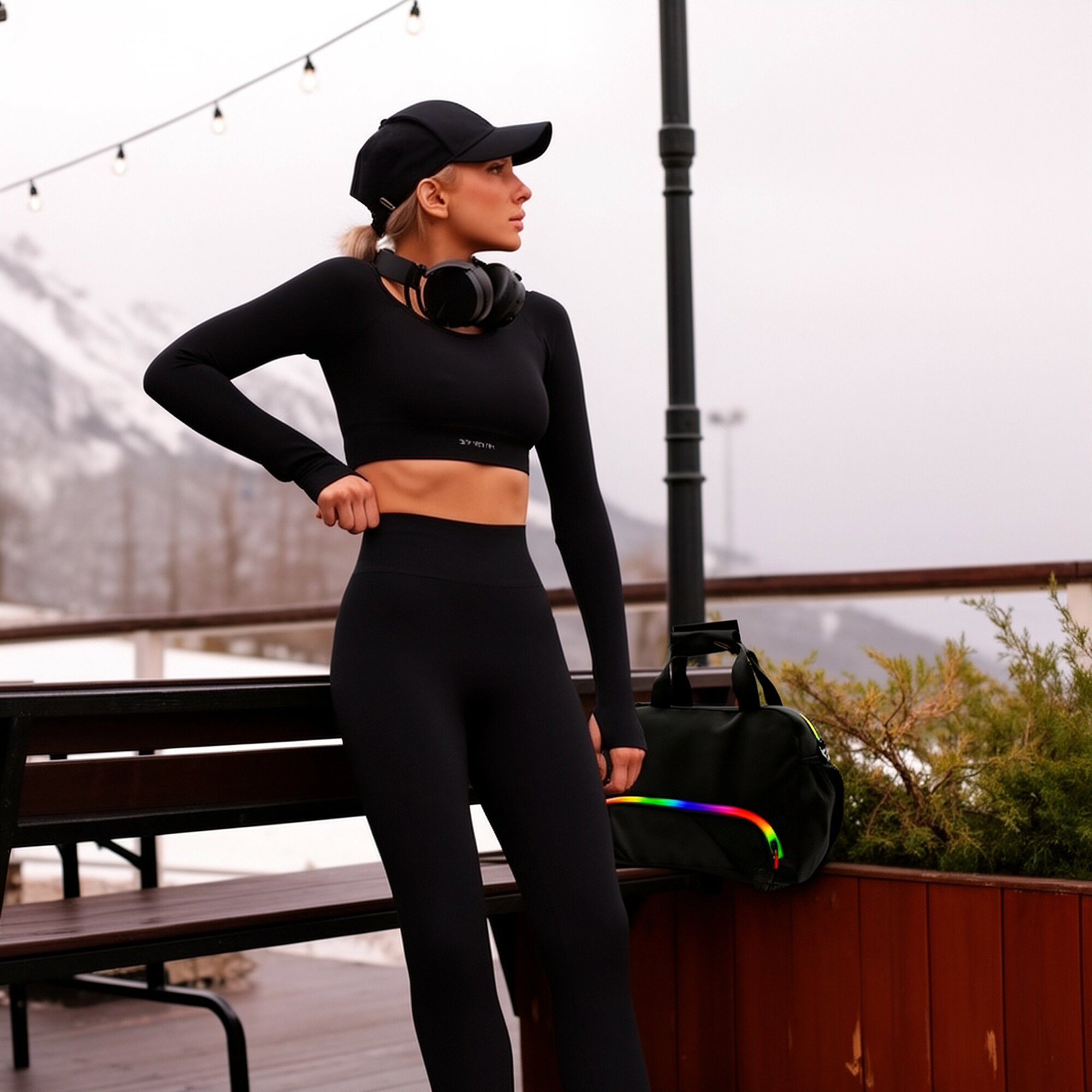 Сумка спортивная Bitex, 24 л, 22х26х42 см, ручная кладь, черный/разноцветный