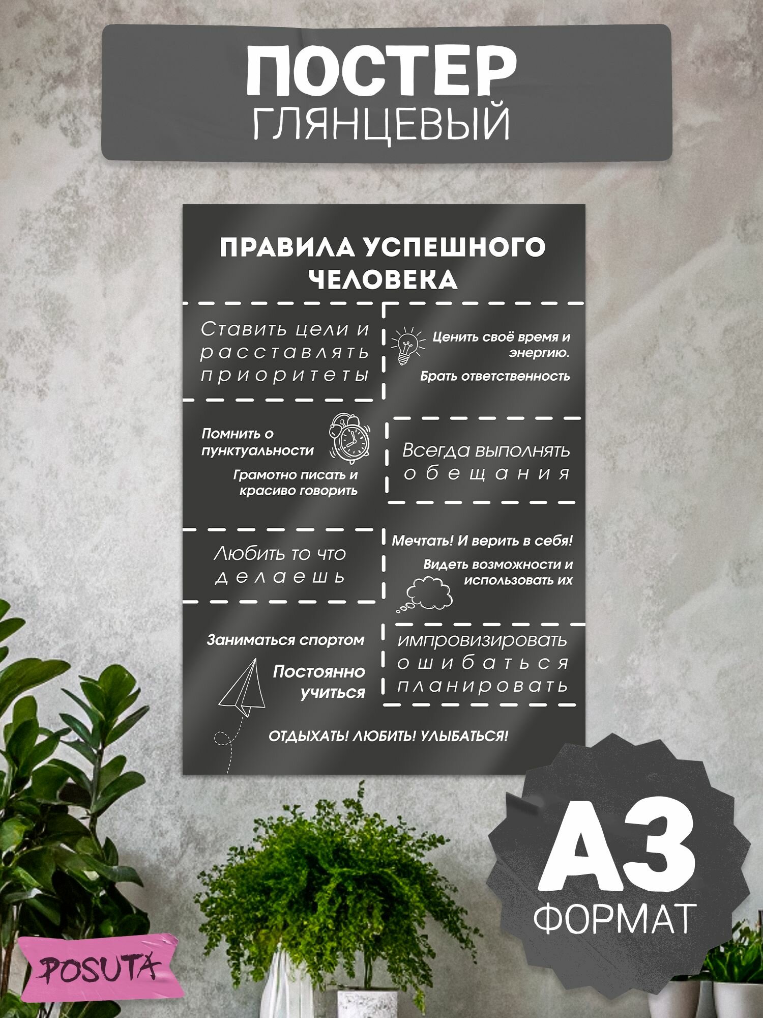 Плакат на стену Правила успешного человека