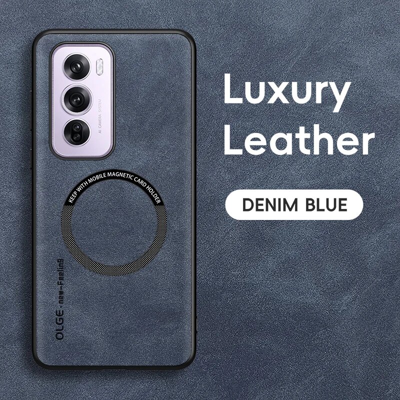 Кожаный чехол Denim Blue для OPPO Reno12 Pro