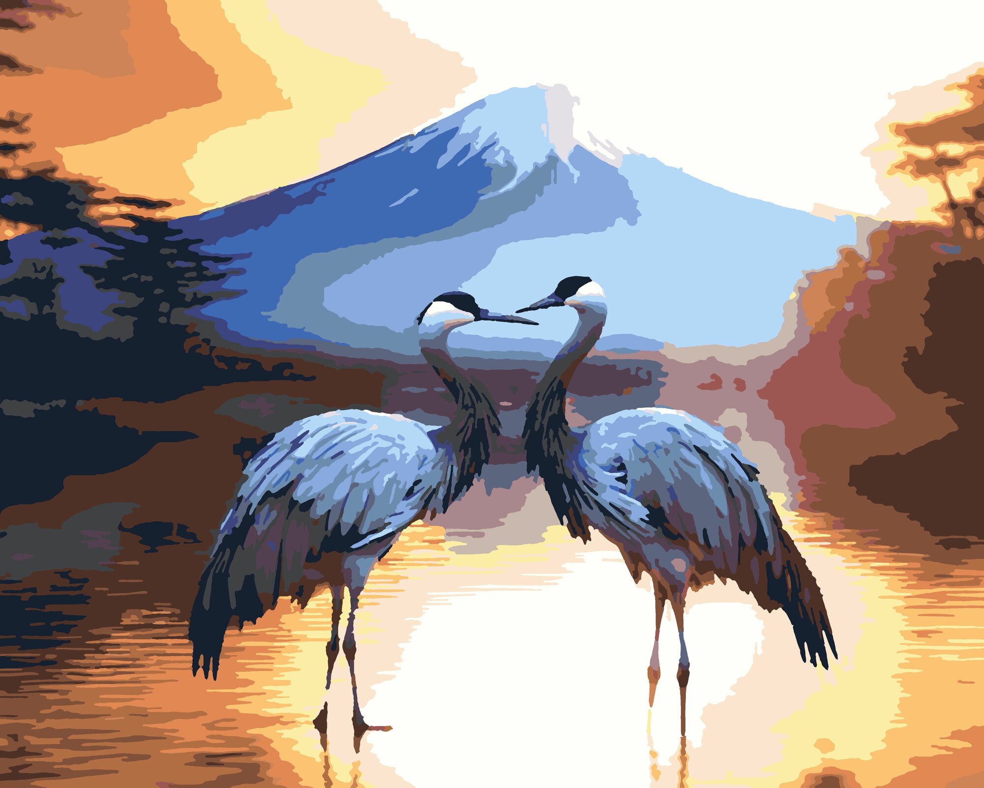 Картина по номерам на подрамнике 40*50 см "Журавли"