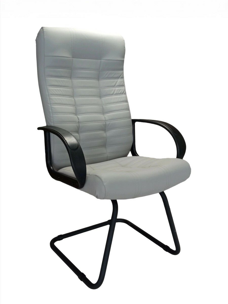 Компьютерное конференц-кресло Атлант офисный стул, экокожа, светло-серый