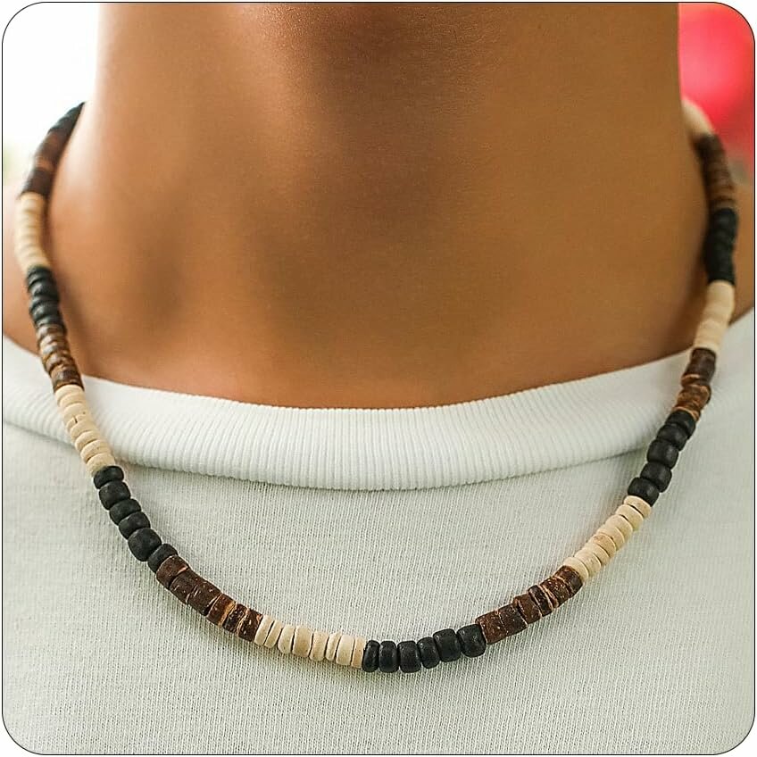 Мужское ожерелье для серфинга, чокер ручной работы из бусин, мужское ожерелье из деревянных бусин для серфинга