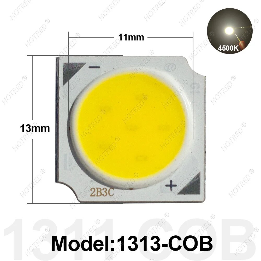 Светодиод COB 1313, 12W, 4500K, Желтый