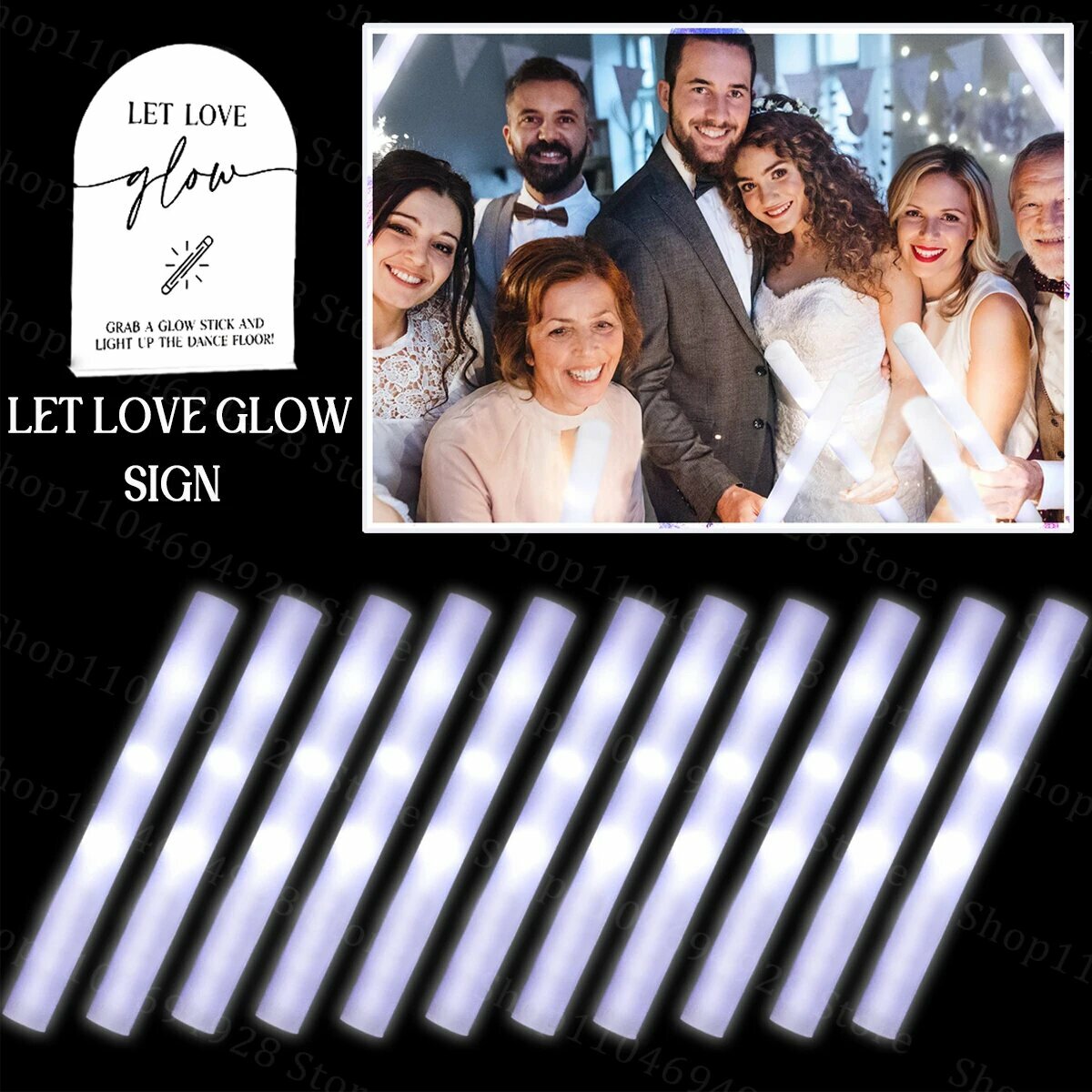 Светодиодная светящаяся палочка из пенопласта Белый, 30PCS, White and Sign