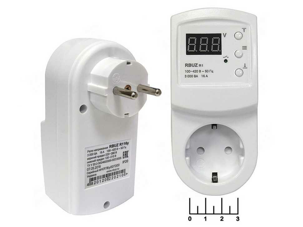 Реле контроля напряжения Rbuz R116Y (розеточное)