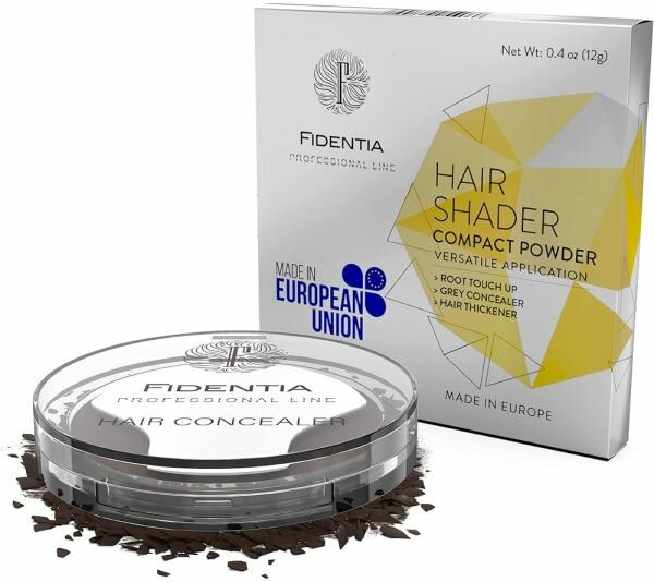 Премиум-пудра загуститель для волос Toppik Fidentia hair shader compact powder dark-brown (темно-коричневый), 12 г