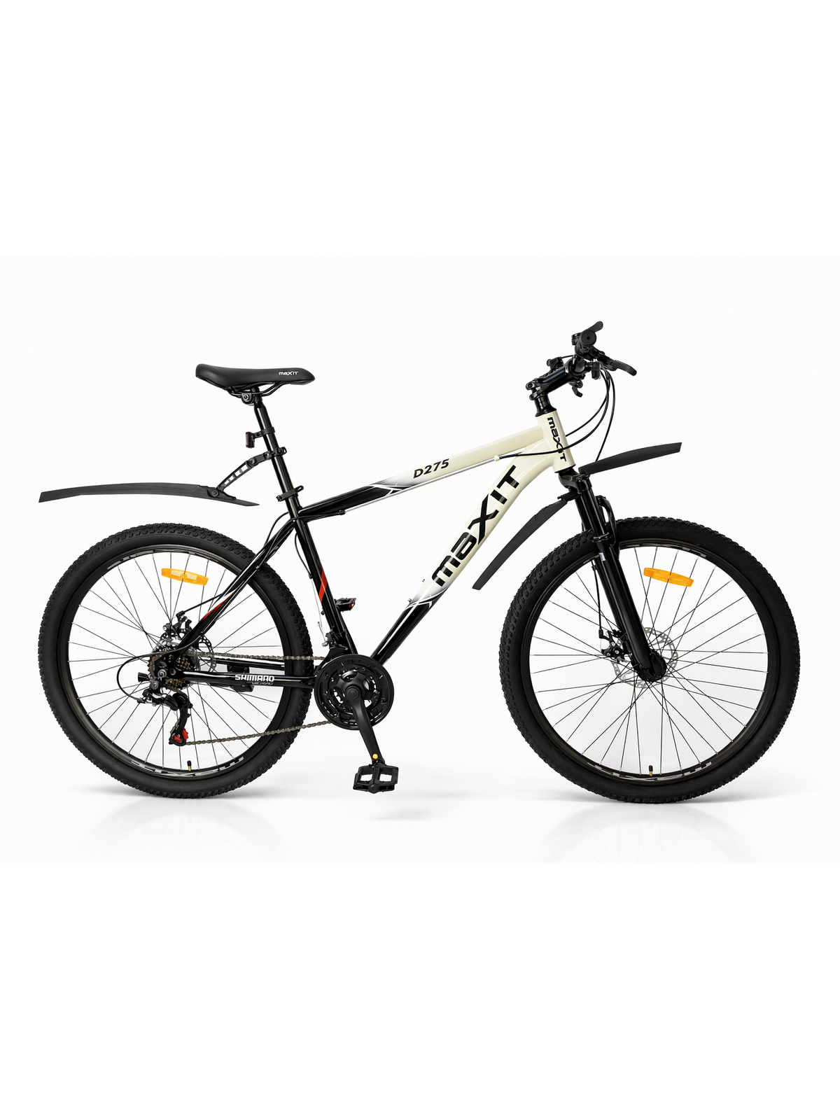 Велосипед горный MAXIT D275-WH, колеса 27,5", рама 18", 21 скорость, черно-белый