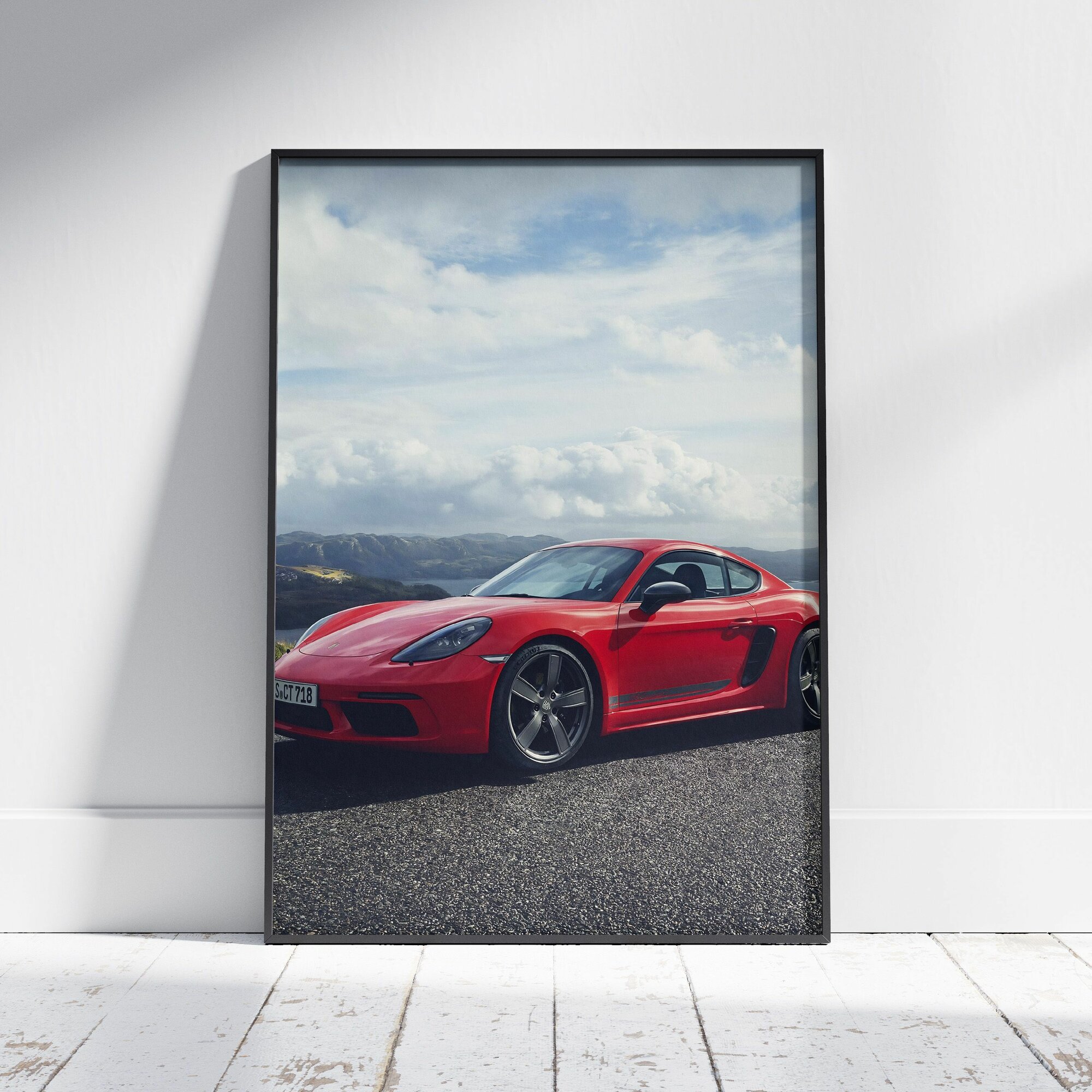 Плакат на стену для интерьера Культовые машины (Porsche Cayman 8) - Постер по легендарным и классическим ретро автомобилям формата А4 (21x30 см)