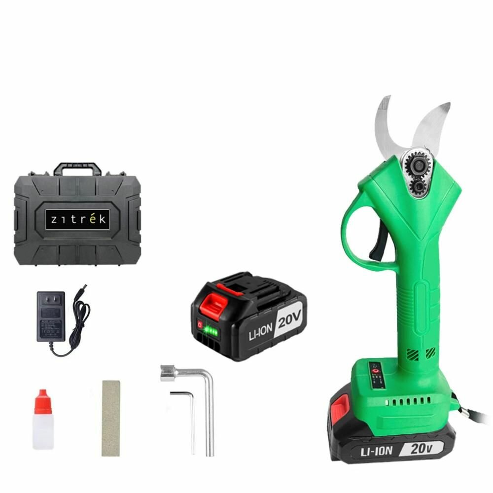 Секатор аккумуляторный ZITREK GreenNerDR 20 (20В, 2,0Ач Li-ion аккум. 2шт, зу, кейс)