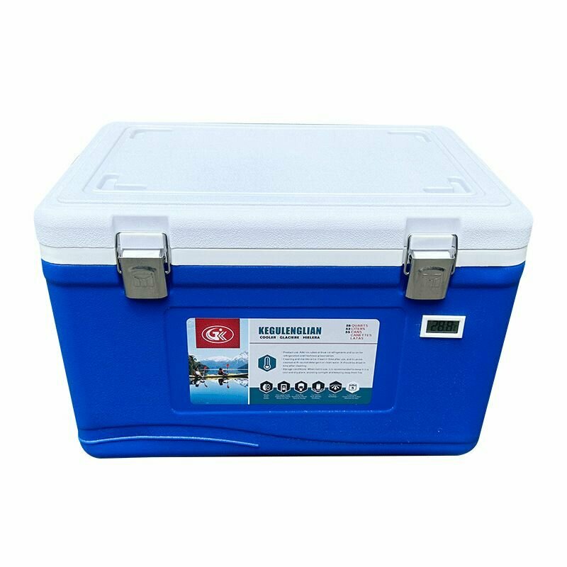 Термобокс 50л для доставки еды (Сине-белый, крышка EPS, вес 4 кг)