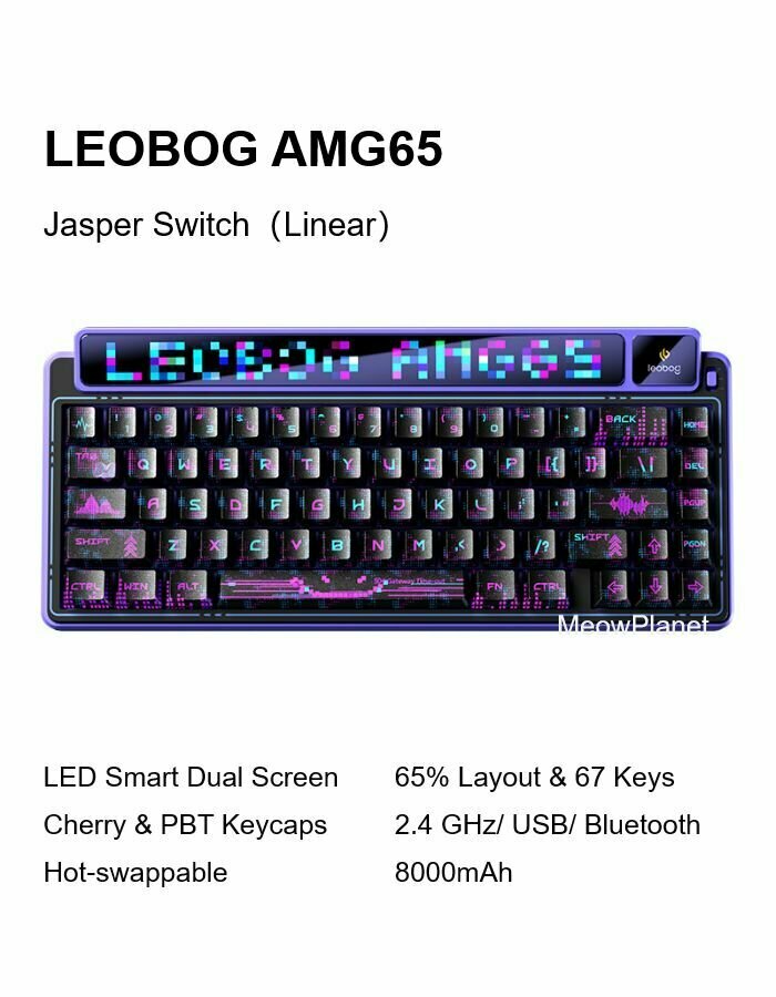 Механическая клавиатура LEOBOG, 65%, подсветка, 8000mAh, беспроводная