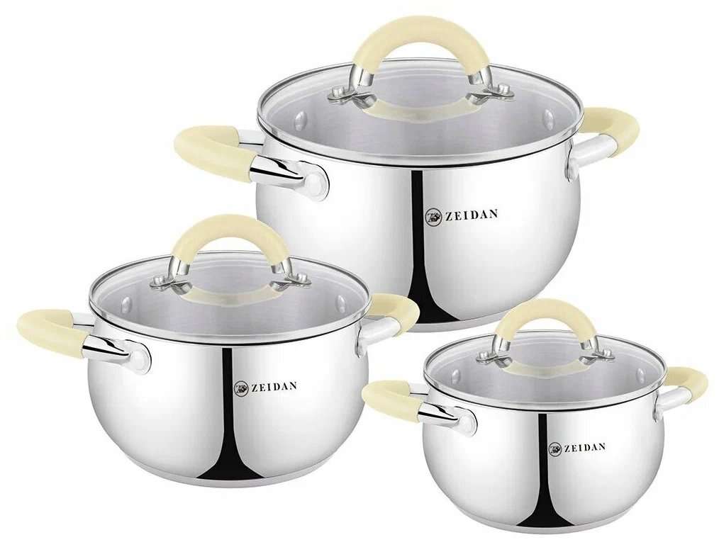 Набор посуды Мерали "ЭКО", сталь, 3-слойное дно, 6 предметов