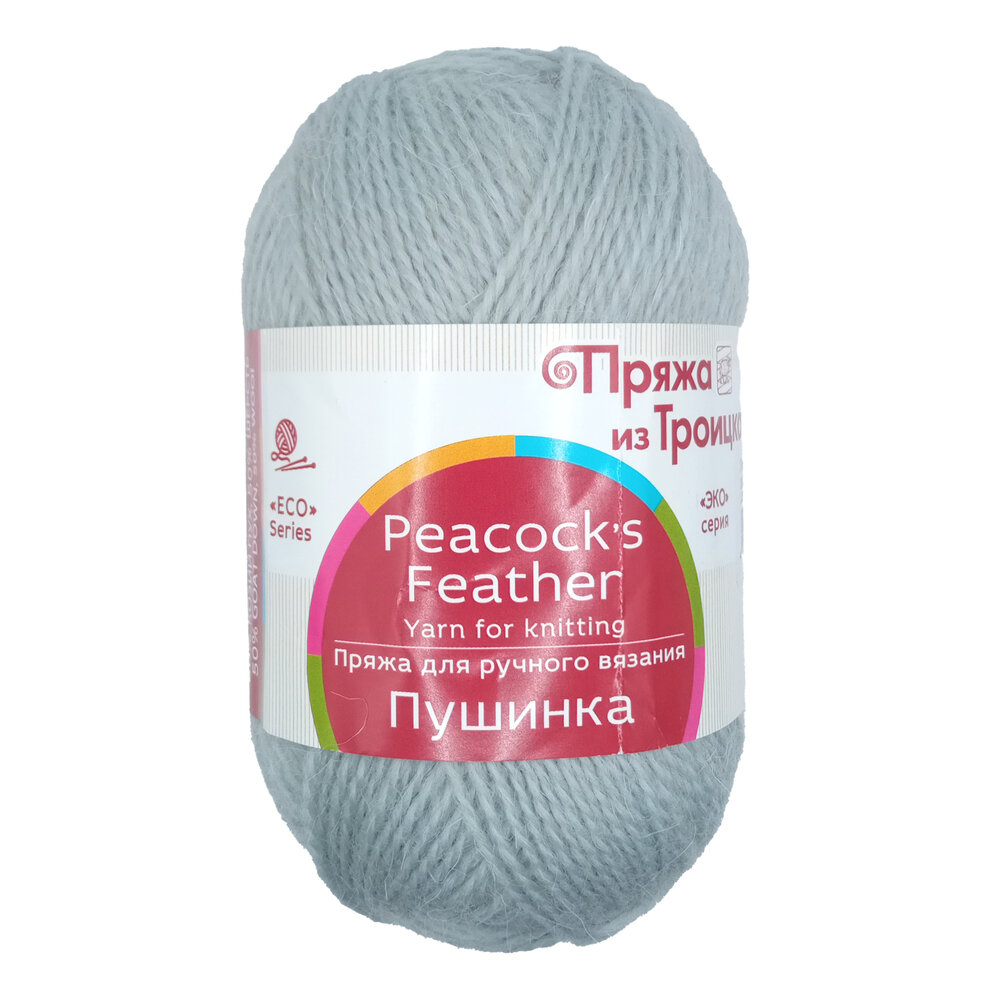 Пряжа для вязания ТКФ Пушинка 008 светло-серый 50 гр/225 м 50% шерсть, 50% козий пух