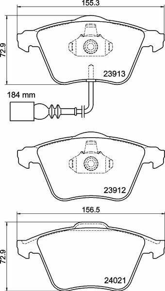 Колодки тормозные передние (4шт.) Mintex Арт. MDB3183 / VW Golf (09-12) AUDI A3 (03-12)