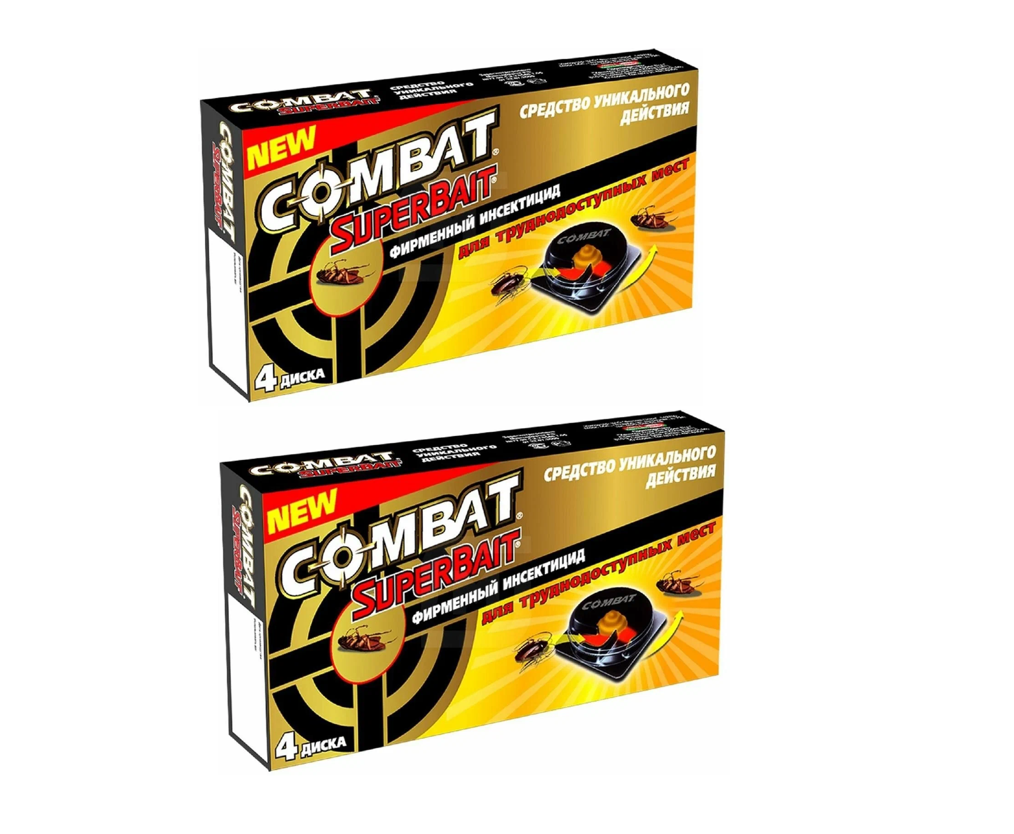 Средство от тараканов Combat Superbait ловушки с приманкой, отрава для насекомых, 4 диска 8шт. 2упаковки