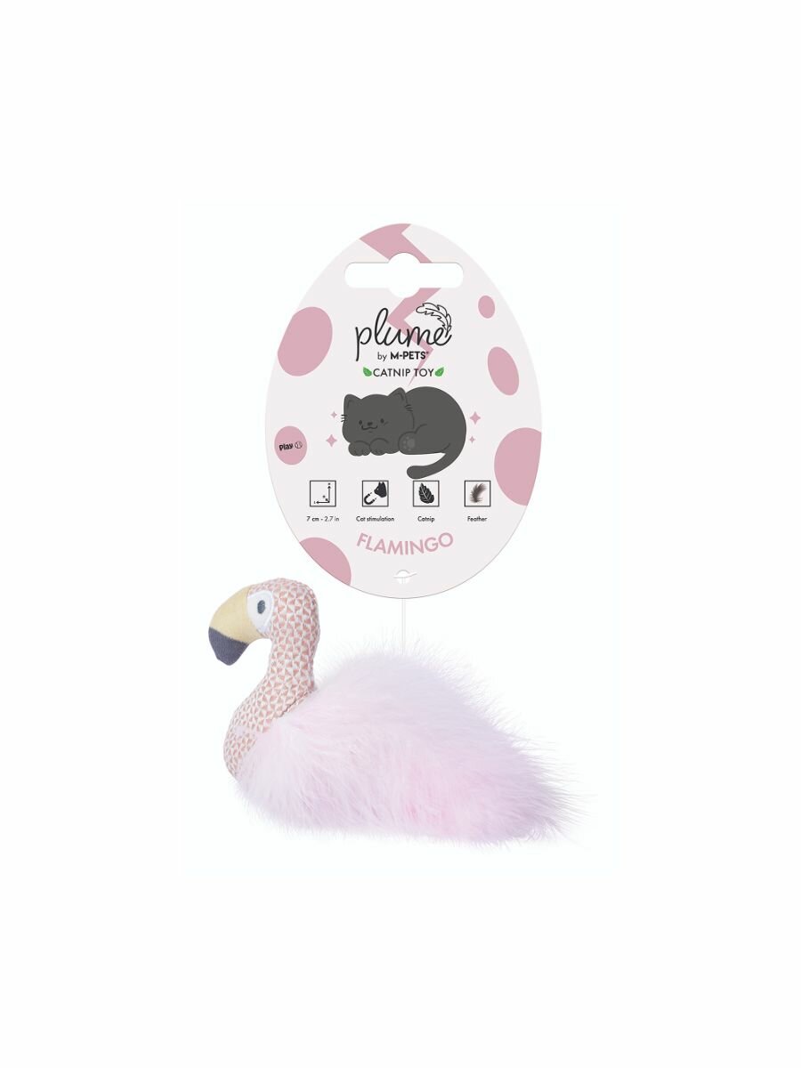 M-Pets 20647099 Игрушка для кошек с кошачьей мятой PLUME Фламинго 7х8х3см