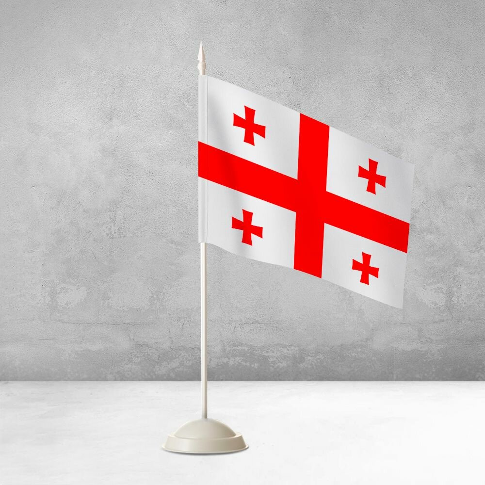 Настольный флаг Грузии на пластиковой белой подставке