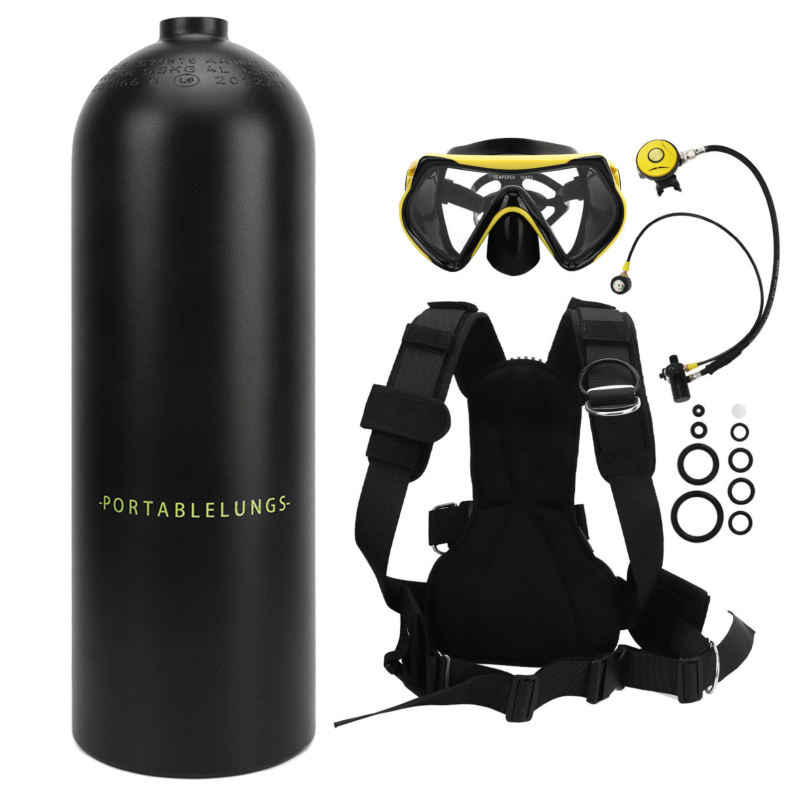 Портативный баллон для подводного плавания объемом 4 л, мини-баллон для дайвинга, комплект снаряжения с рюкзаком, черный клапан для подводной тренировки дыхания.