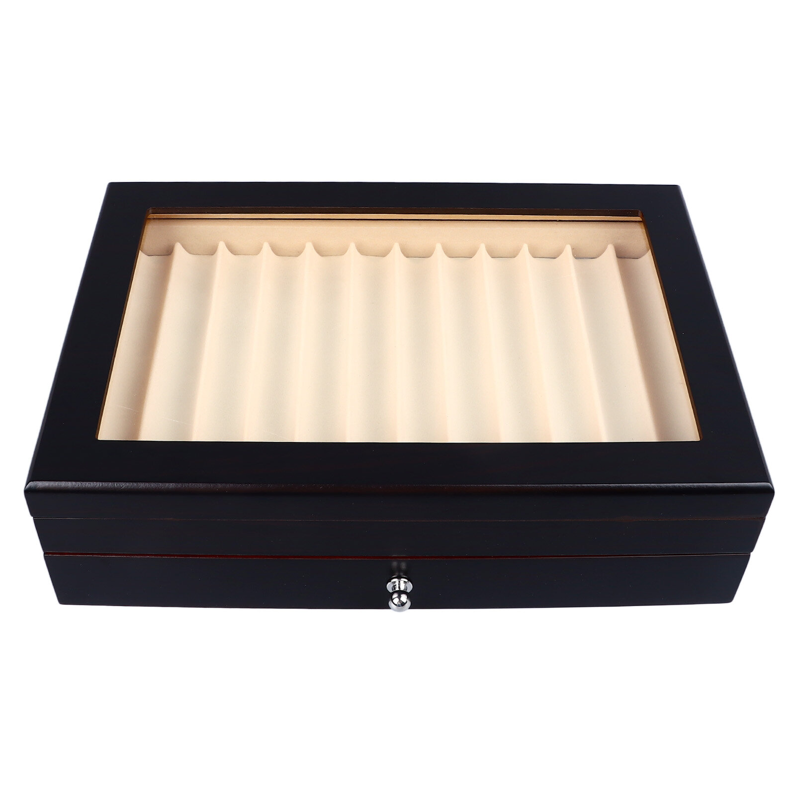 Коробка для хранения ручек 23 ячейки двусторонняя с прозрачной крышкой для коллекции ручек для юбилеев свадеб черного цвета