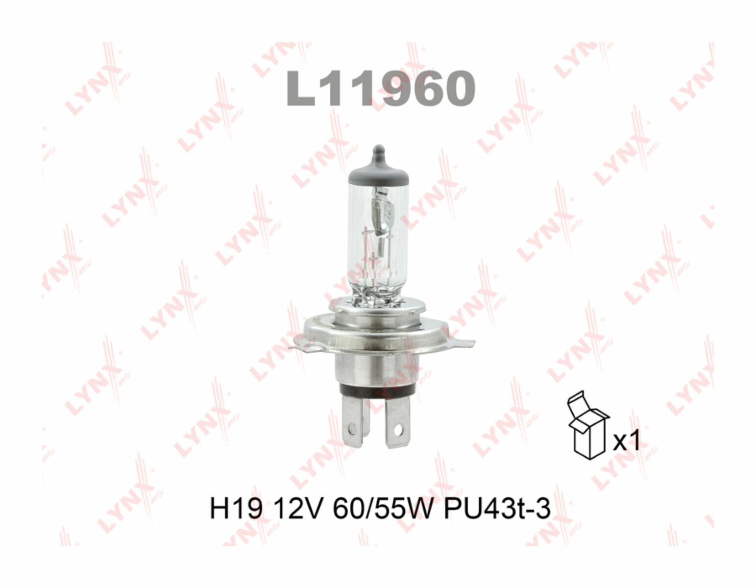 L11960 H19 12V 60/55W Pu43T-3 Лампа Lynxauto(Lynx L11960)