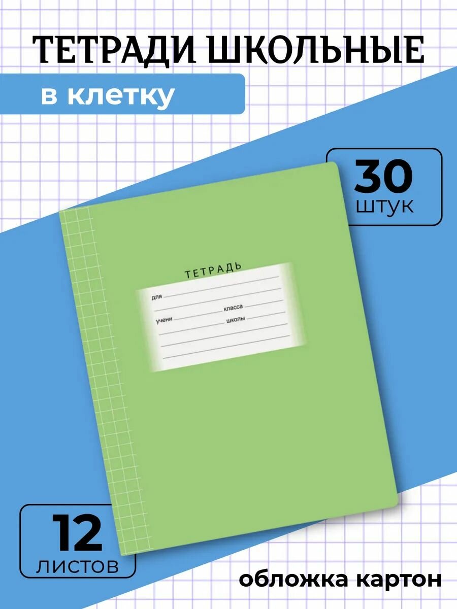 Тетради школьные в клетку 30 шт твердая обложка