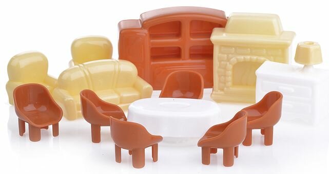 Мебель для кукол №4, игровой набор пластиковой мебели для кукольного домика, комплект для сюжетно-ролевой игры, 13 элементов в пакете