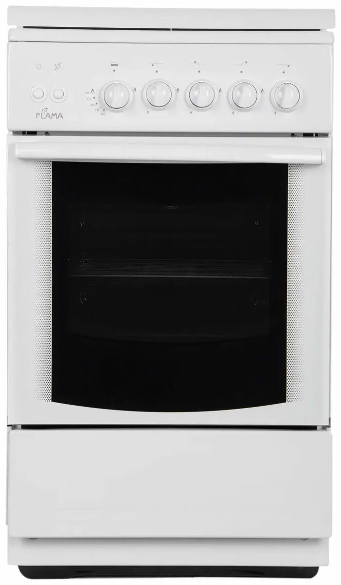 Газовая плита Flama FG 24210 W 50 см, 50 л, 4 конфорки, белый
