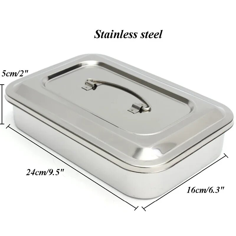 Лоток для стоматологического стерилизатора, утолщенный автоклавируемый контейнер для дезинфекции из нержавеющей стали с квадратной крышкой для хирургического инструмента