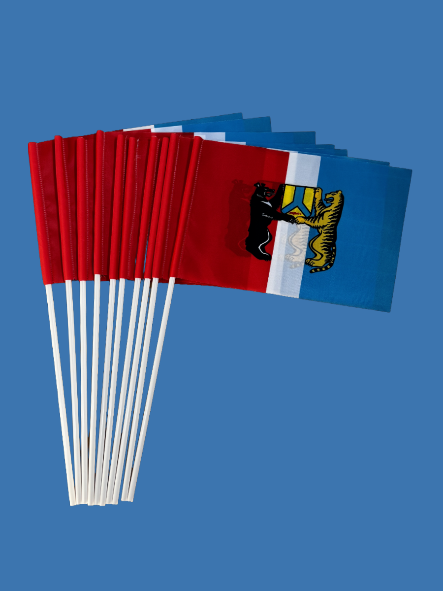 Комплект флажков Хабаровска на палочке, размер 15х23 см, 5 штук