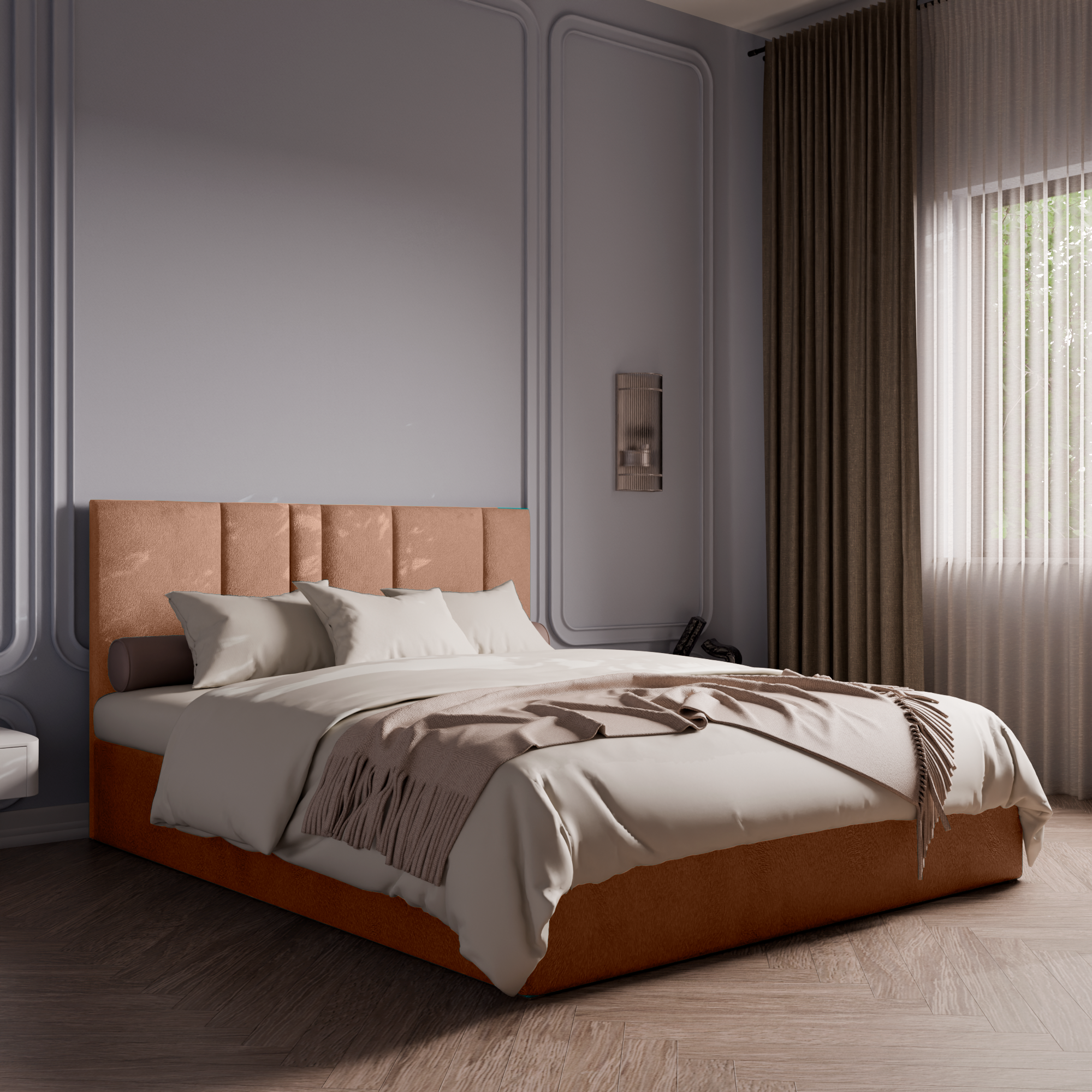 Кровать SkyLine с подъемным механизмом, 160х190, бежевый, 2 ящика, без ножек