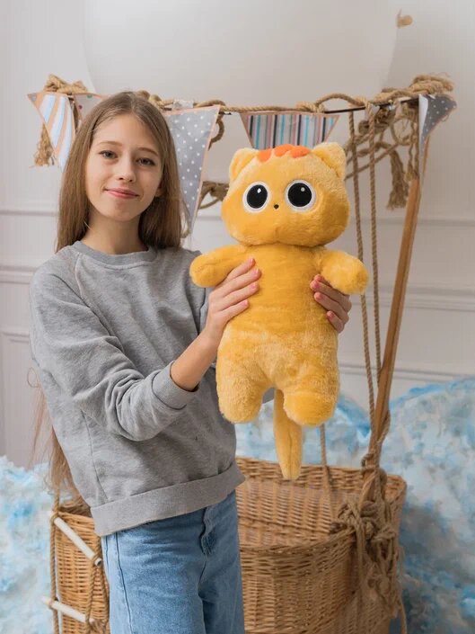 Мягкая игрушка КупиКота "Кот лупоглазик", большой, рыжий, 60 см