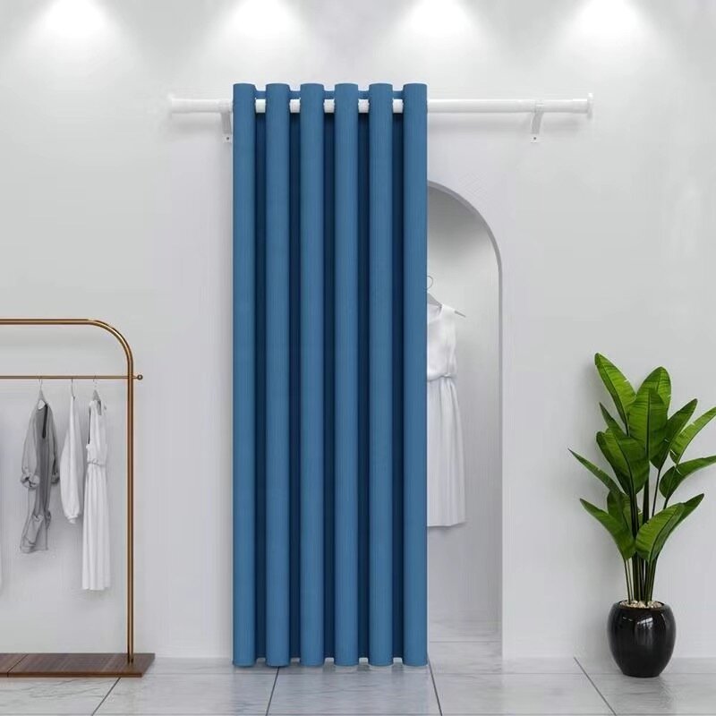 Дверная штора гармошка со складным стержнем из нержавеющей стали,120x200cM, синий