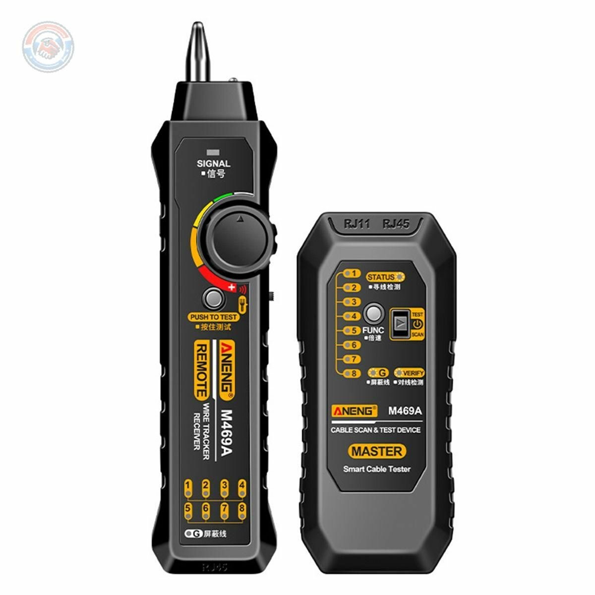 Тестер сетевого кабеля RJ45 RJ11 LAN M469A универсальный поисковик линий с функцией отслеживания и проверки обрыва для дома и офиса черный
