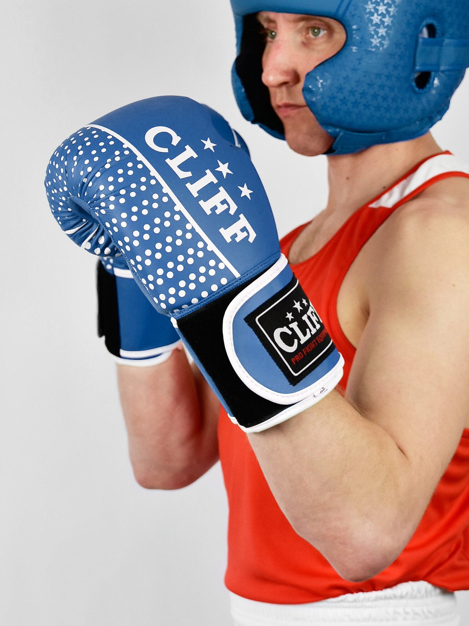 Боксерские перчатки CLIFF KNOCKOUT, синтетические, 10 унций, синие