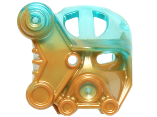 Bionicle Mask of Ice with Marbled Trans-Light Blue Pattern, 19064pb01 Pearl Gold U