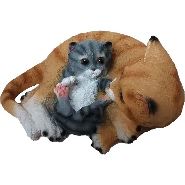 Садовая фигура Кошка с котенком 15x31x25 см