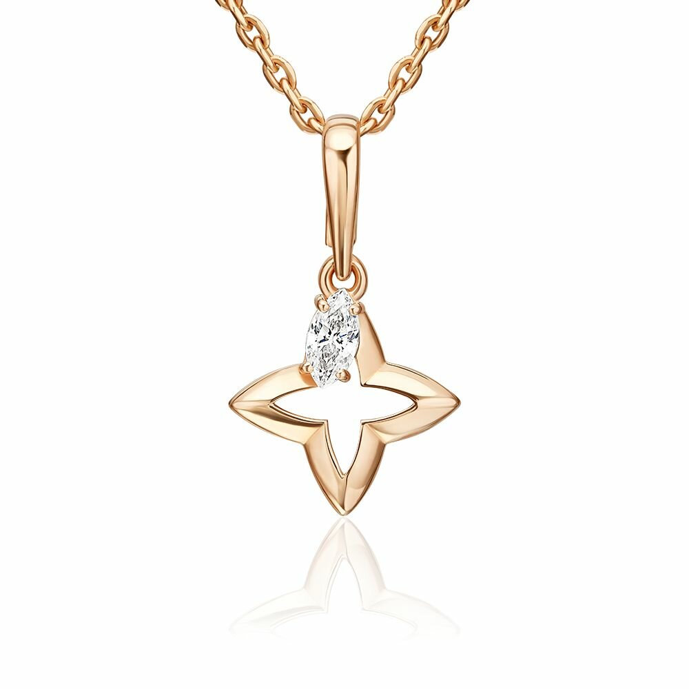 Подвеска, красное золото, 585 проба, фианит