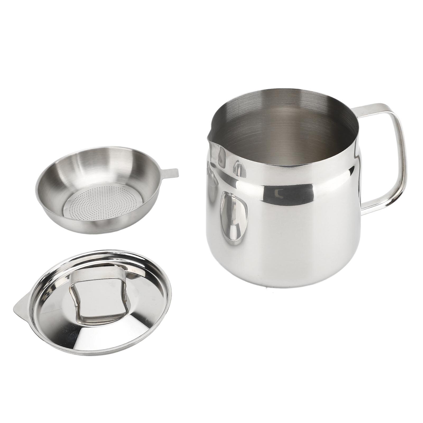 Фильтр для масла из нержавеющей стали 304, большой объем 1,5 л, многоцелевой контейнер для жира от бекона, кухонный резервуар для масла.