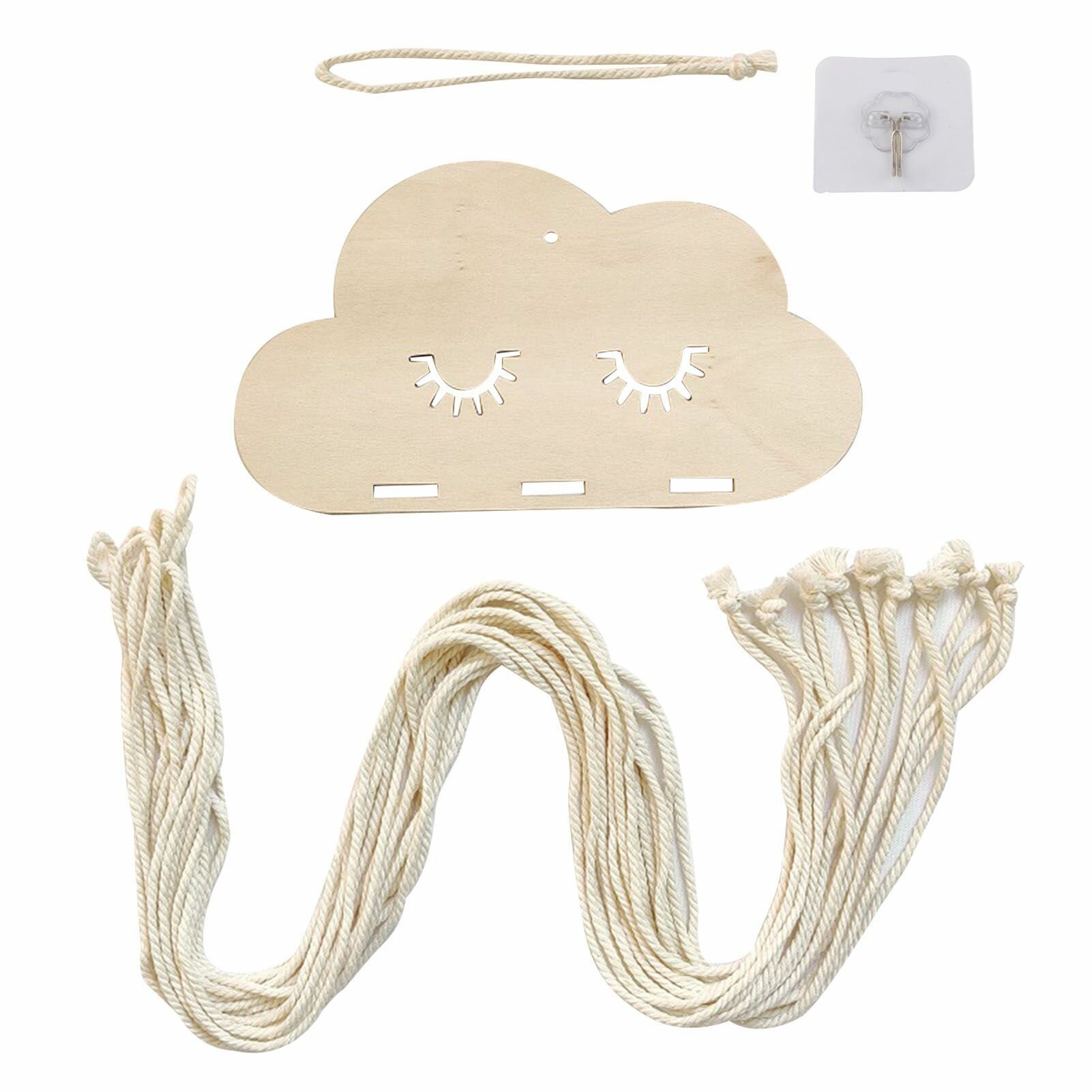 Подвесной органайзер для заколок в виде облака с хлопковой нитью, милый держатель для хранения заколок с кисточками, настенная гирлянда в виде облака