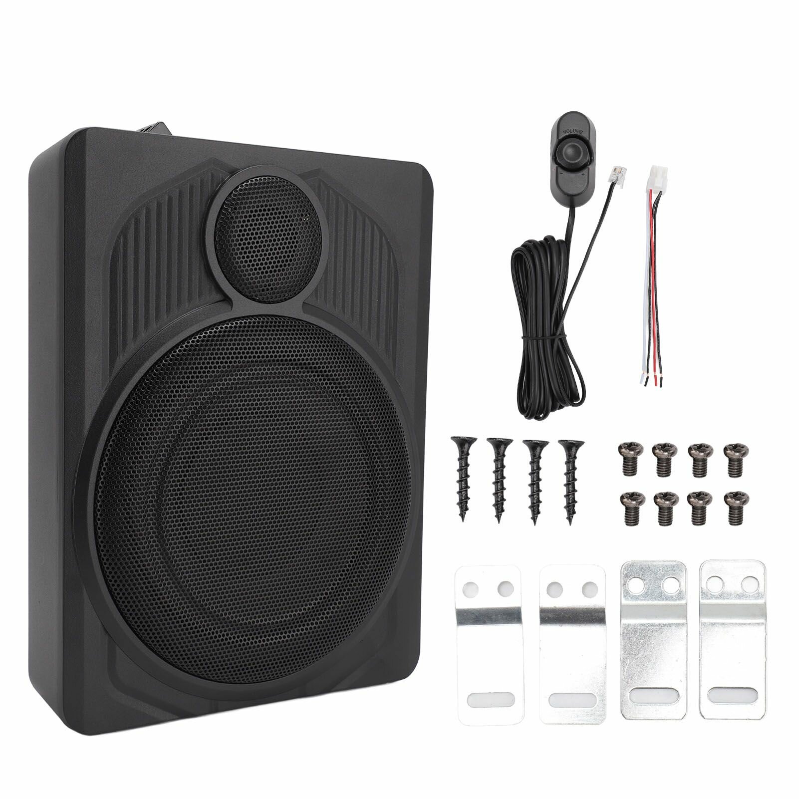 Автомобильный сабвуфер 600 Вт 10-дюймовый ультратонкий мощный динамик под сиденьем с кабелем регулировки громкости для аудиосистемы