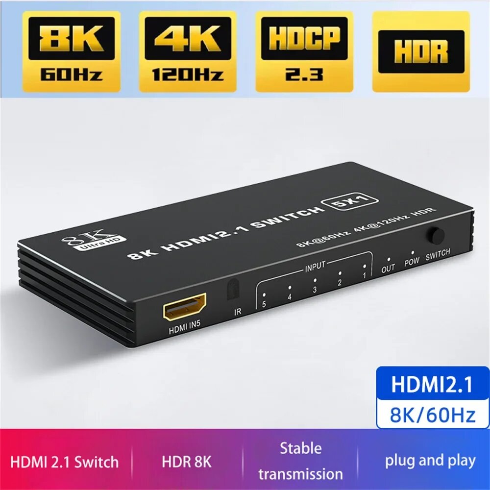 ICANING 8K HDMI 2.1 Переключатель 5 портов 5X1