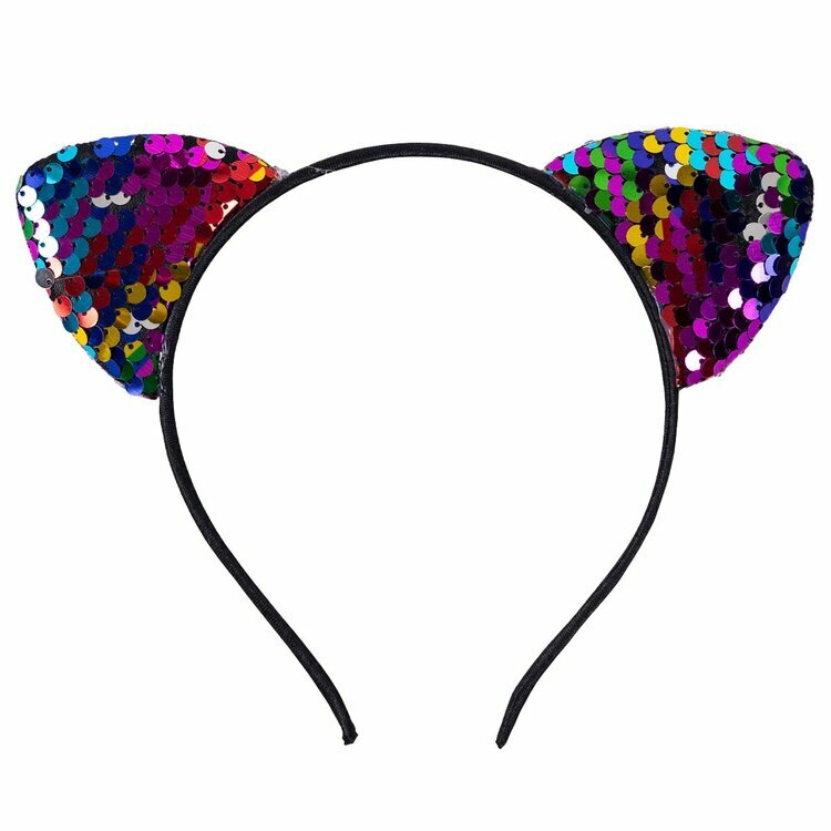 Карнавальный ободок КНР "Ушки кошки", пайетки, пластиковый