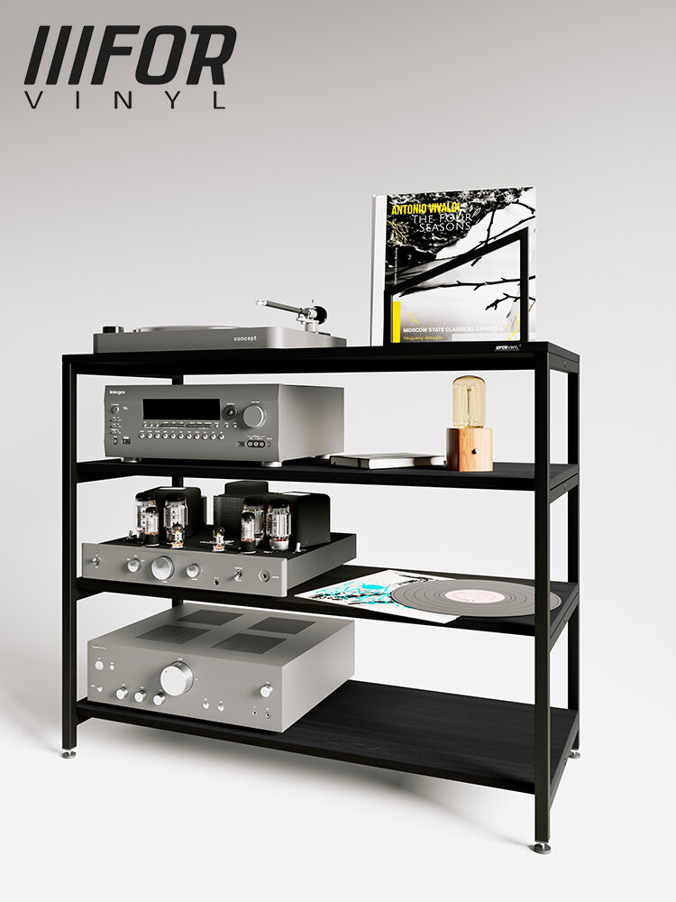Стойка для Hi Fi аппаратуры, тумба для аудио музыкального оборудования в стиле лофт на 4 полки