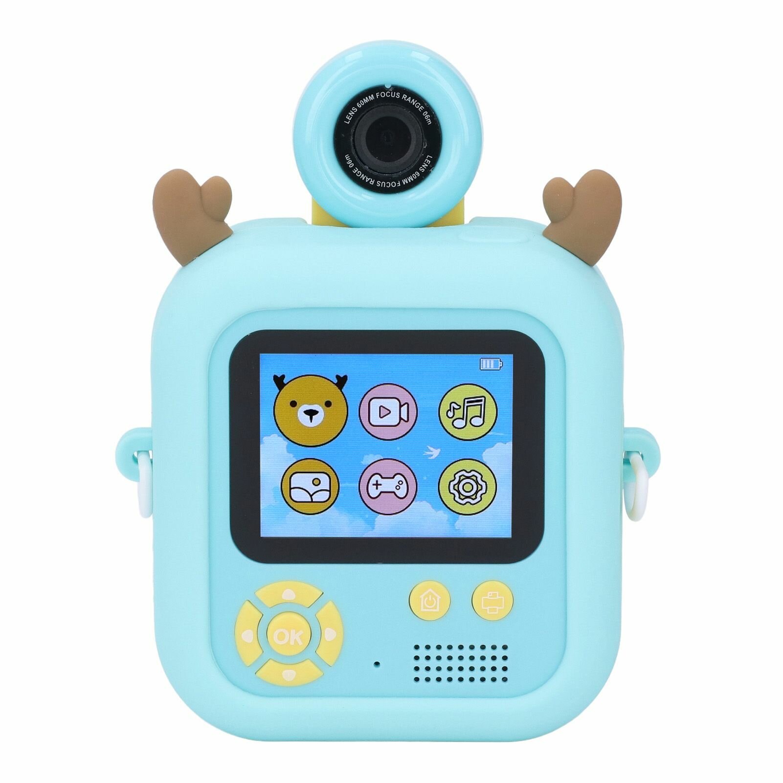 Цифровая камера для детей 48MP с функцией термопечати и поворотным объективом на 180 градусов, 2,4" экран, желтая
