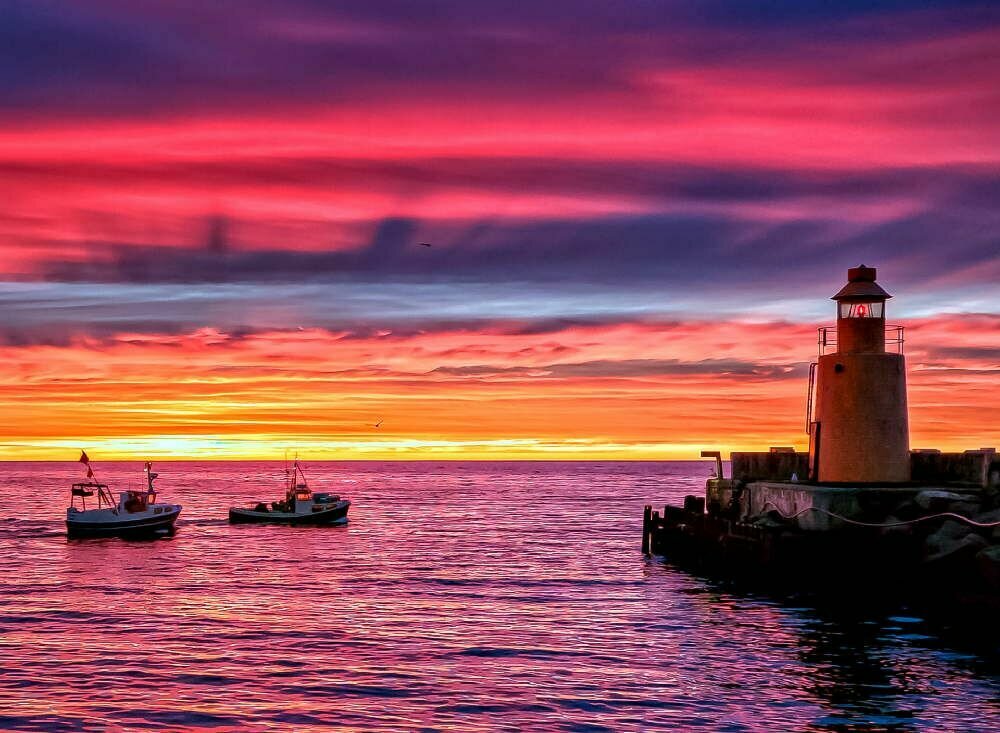 Алмазная картина 40х50 "Закат у причала" с подрамником