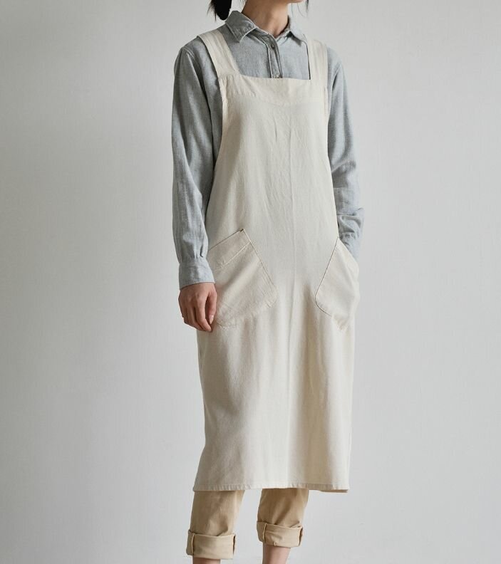 Джинсовый фартук водоотталкивающий для официанта бармена бариста парикмахера / продавца повара кондитера флориста кухонный рабочий