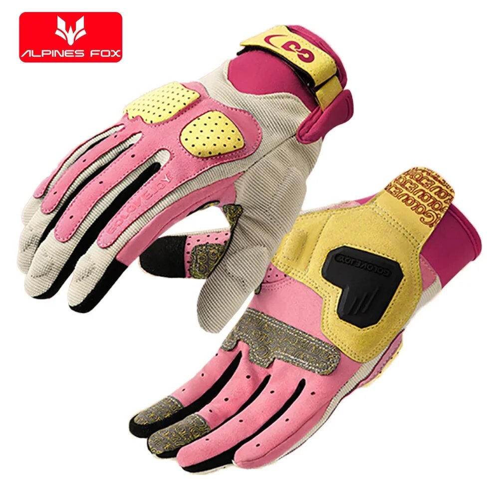 Летние мотоциклетные перчатки с дышащей сеткой, велосипедные перчатки для мужчин и женщин, перчатки для мотокросса с сенсорным экраном и полным пальцем, S-XXL, M, Розовый, Унисекс