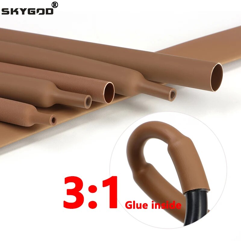 Термоусадочная трубка с клеем, коричневая, 1.6 ~ 39 мм 1 meter, 9.5mm