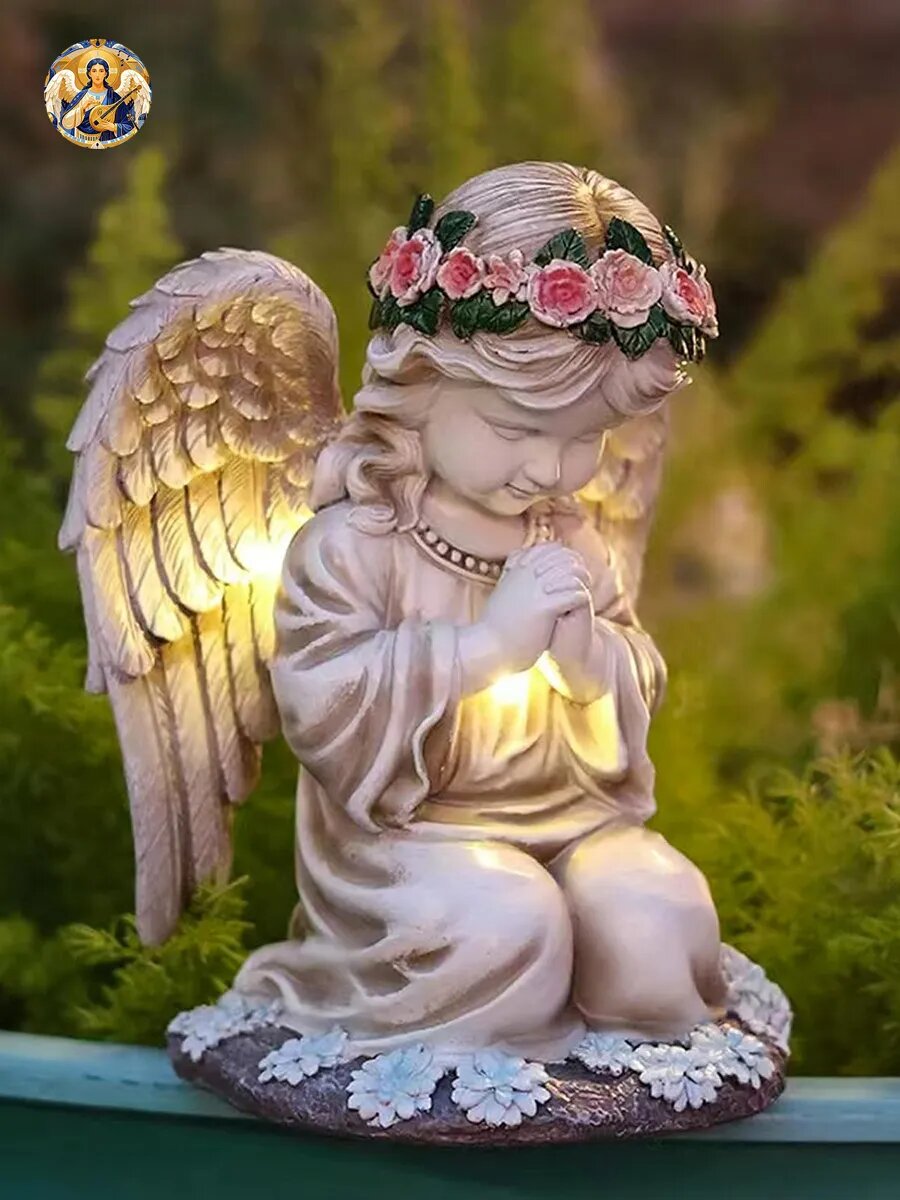 Статуя молящегося ангела, подарок садового ангела на солнечных батареях