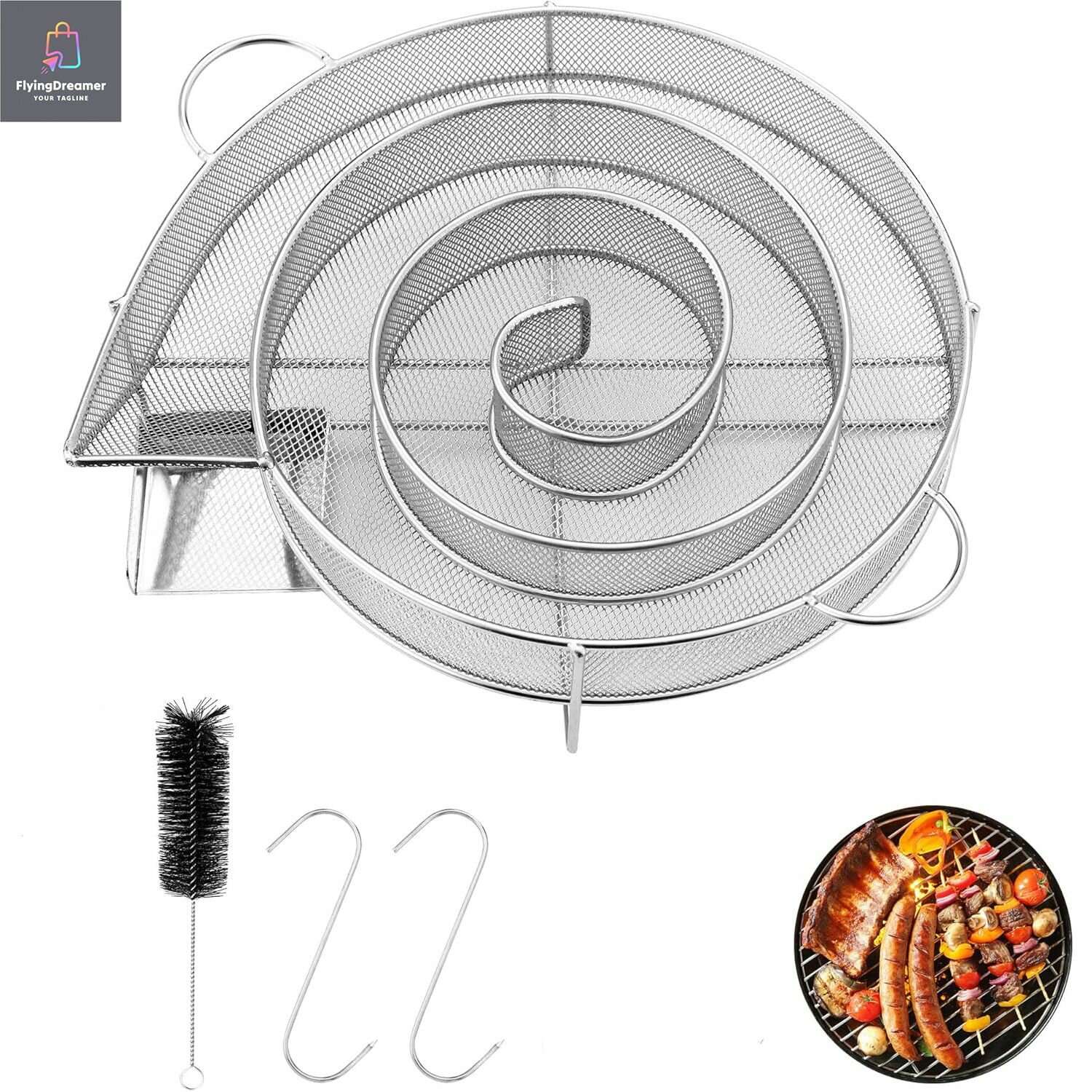 Дымогенератор для холодного копчения улитка компактный и долговечный, с сеткой и ручками, для мяса, рыбы, сыра на гриле, мангале, коптильне